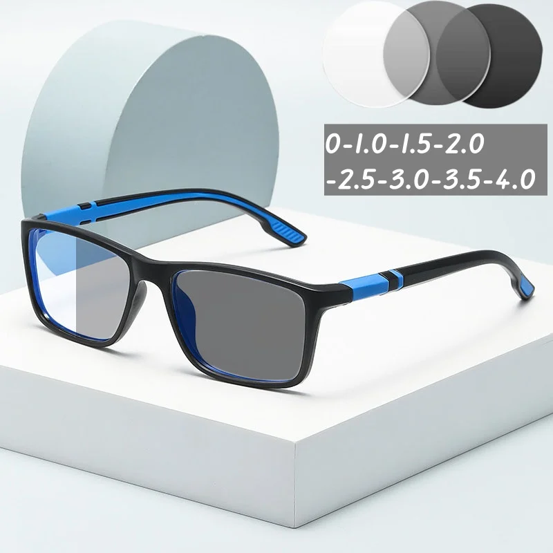 New Style Photochromic Myopia Glasses Trendy Fashion Square Frame Color ...