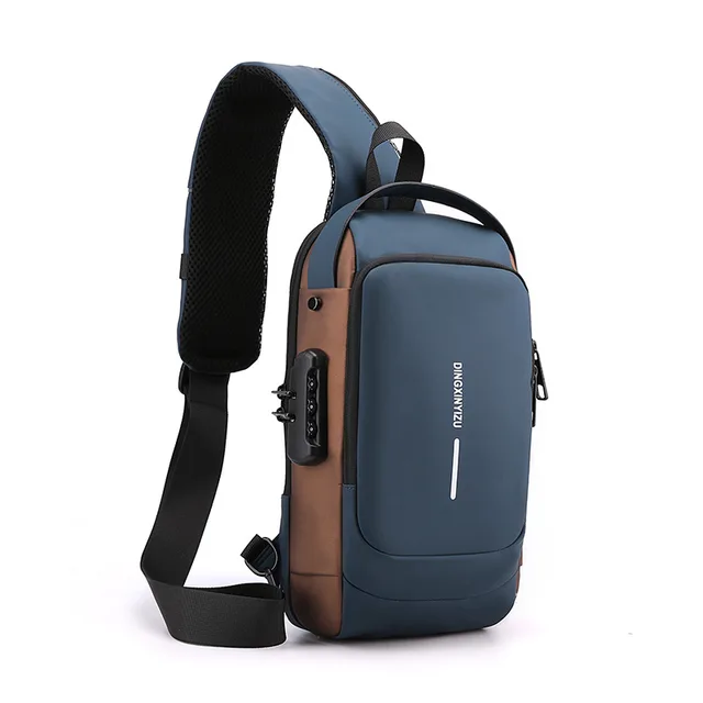 Chest Bag for Men Crossbody Bag Waterproof USB Shoulder Bag Anti-Theft ...