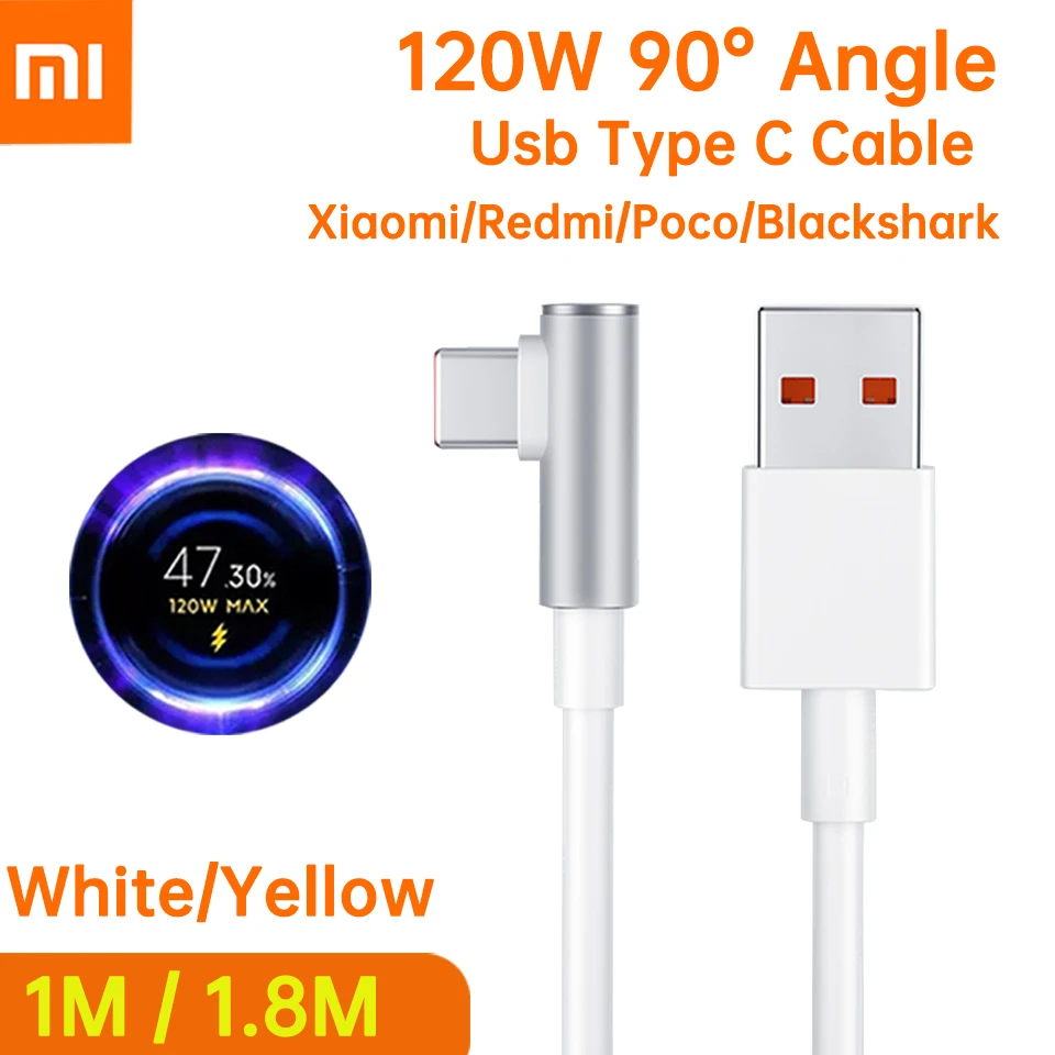 120w-Xiaomi-90-Degree-Type-C-Turbo-Charge-Cable-L-Shaped-Usb-Cabel ...