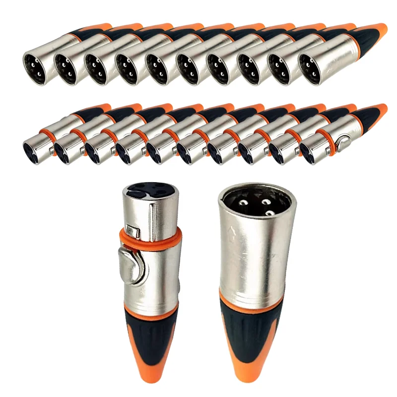 5-20-100PCS-3Pin-XLR-Plug-Waterproof-Metal-XLR-Adapter-Female-Male ...