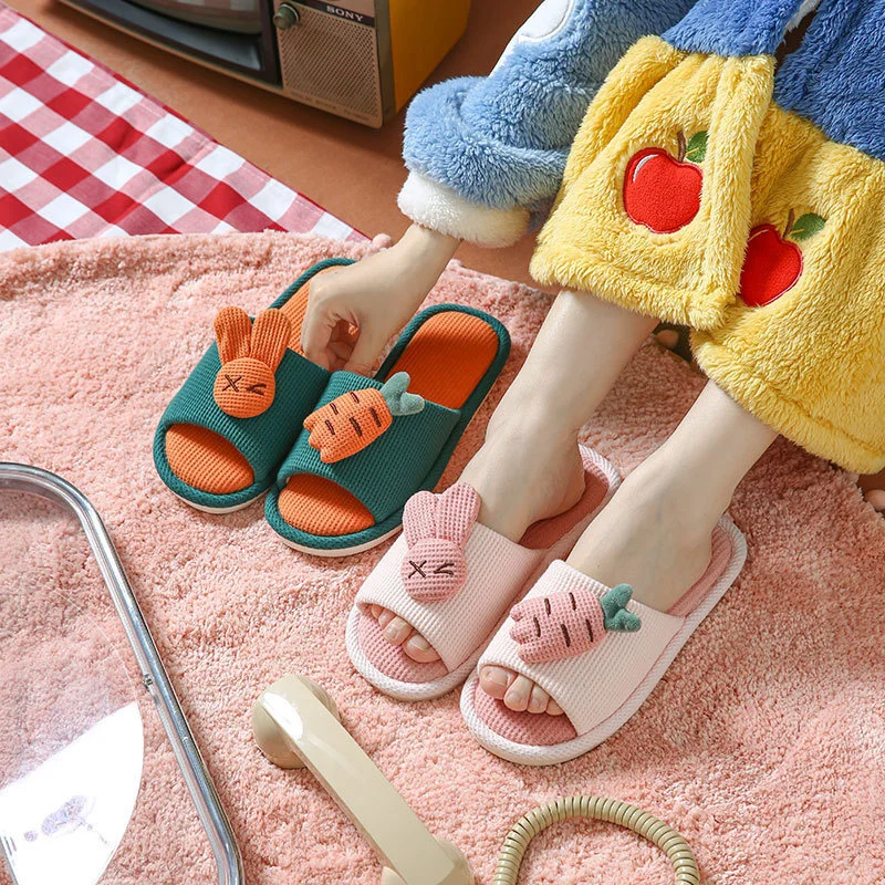 Cartoon-Kids-Slippers-Soft-Linen-Household-Parenting-Boy-Girls-Indoor ...