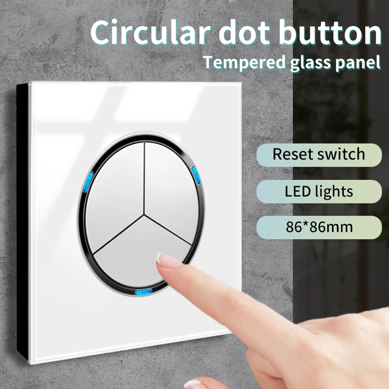 White-Light-for-Glass-Panel-Switch-Button-Eu-Uk-Standard-round-Reset ...