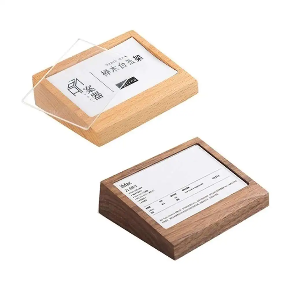 Name Card Display Acrylic Panel Wooden Table Menu Sign Holder Stand ...
