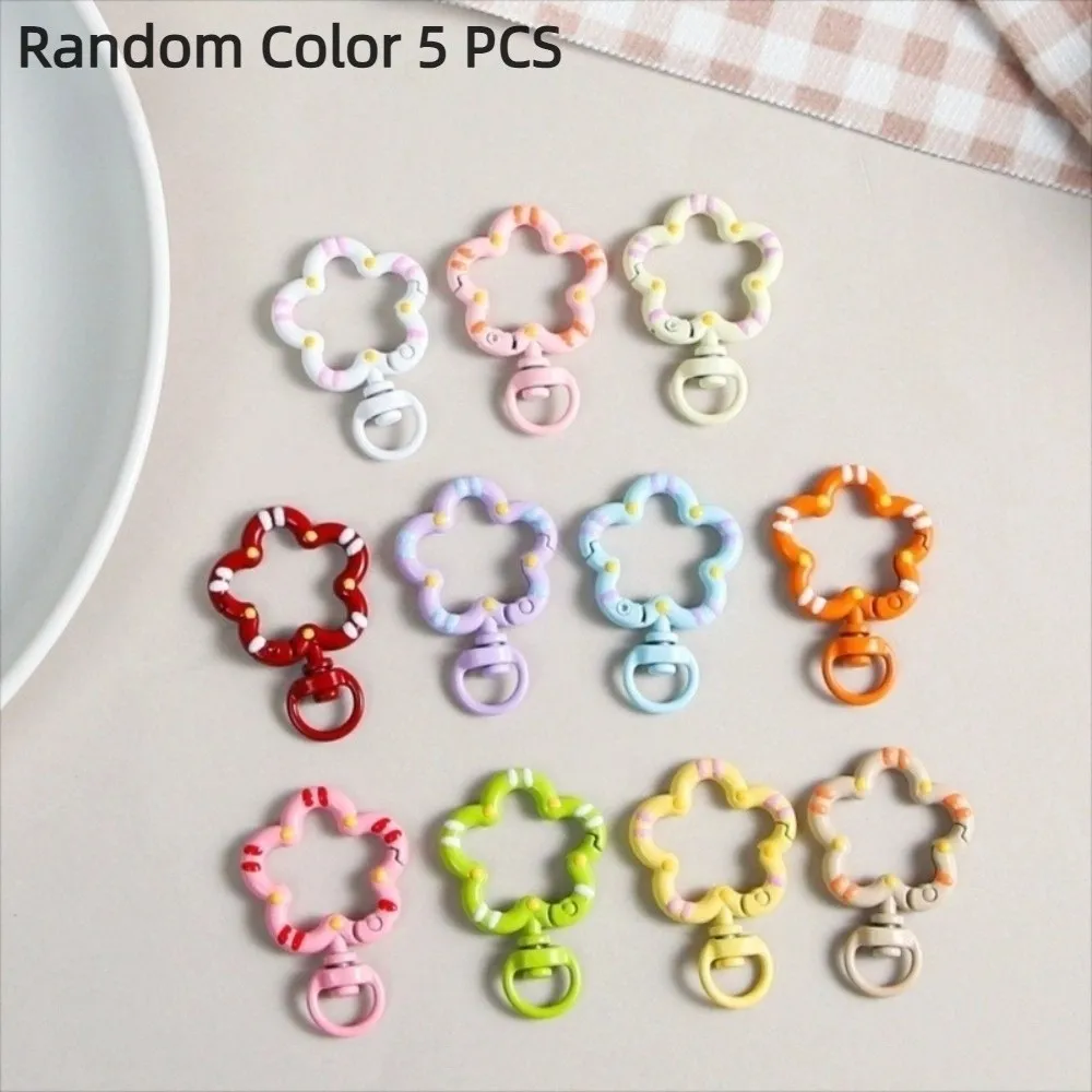 5pcs Flower Shaped Key Rings Clip DIY Hand Painted Key Decoration ...
