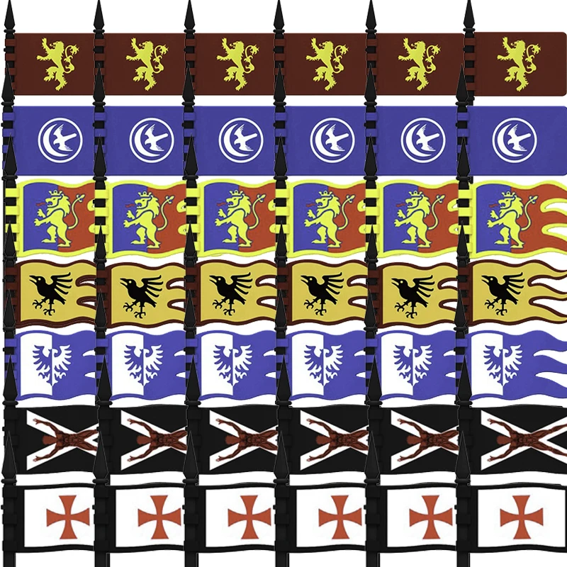 Medieval-War-Castle-Flag-Red-Lion-Temple-Cross-Crow-Potton-Black-Hawk ...