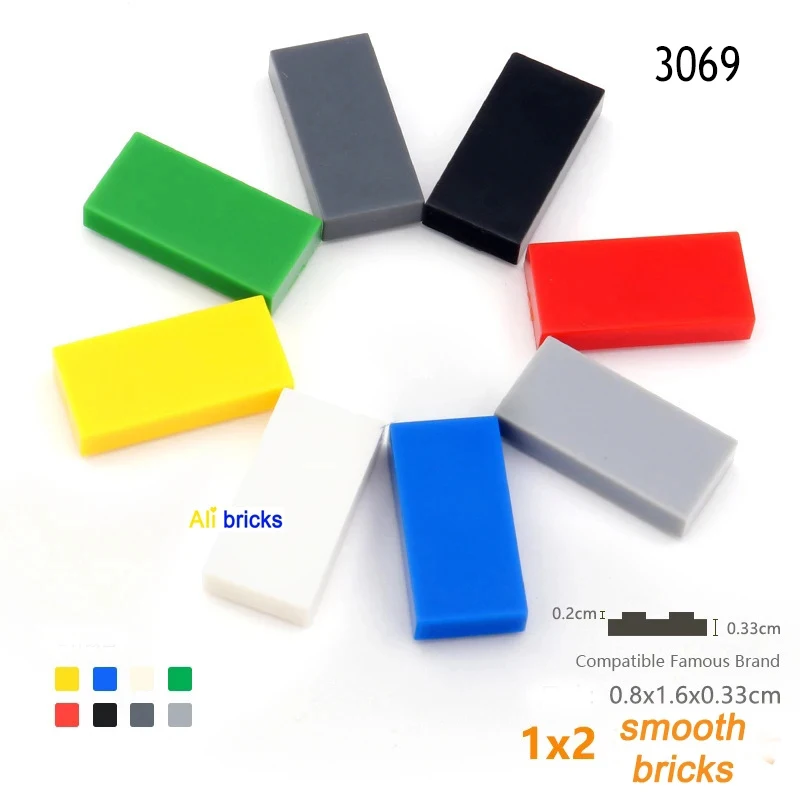 50pcs-lot-1x2-Tile-Building-Blocks-Bulk-Accessories-3069-MOC-Bricks ...