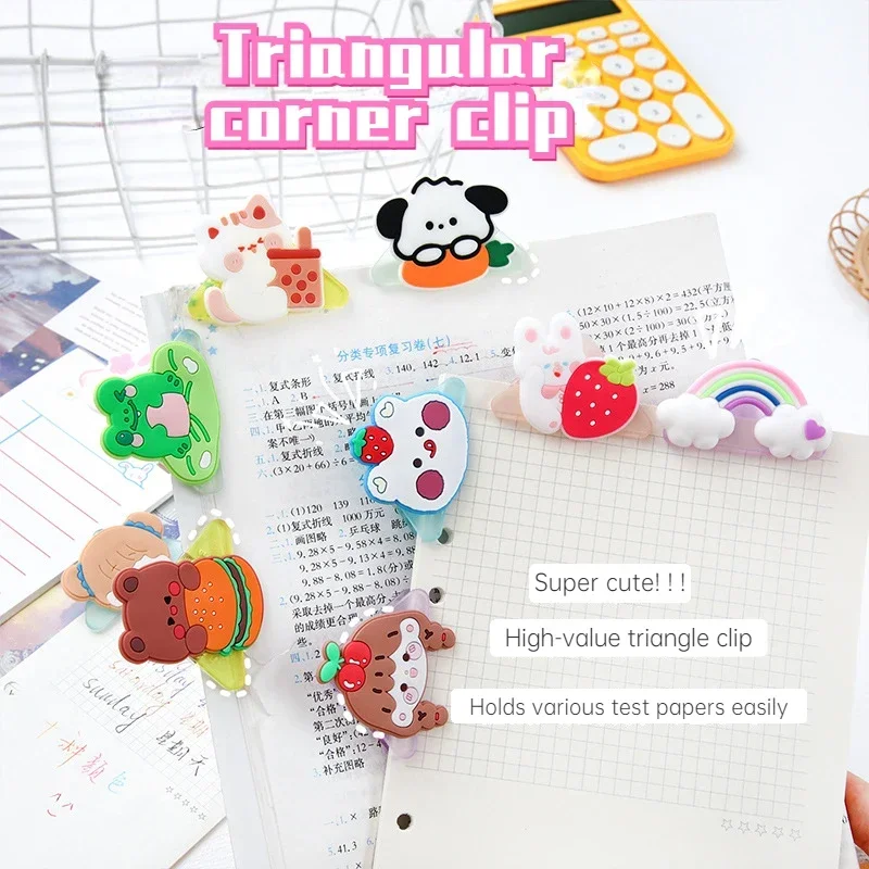 3Pcs-Cute-Cartoon-Mini-Triangle-Corner-Clips-Student-Bill-File-Book ...