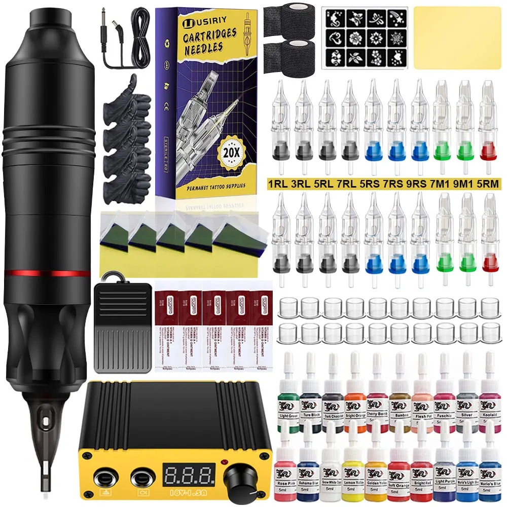 Complete-Tattoo-Machine-Kit-Rotary-Pen-Set-and-Coil-Tattoo-Machine-Set ...