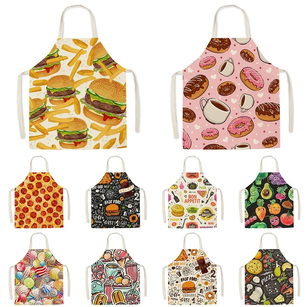 Cute-gourmet-burger-fries-pizza-pattern-apron-for-men-and-children ...