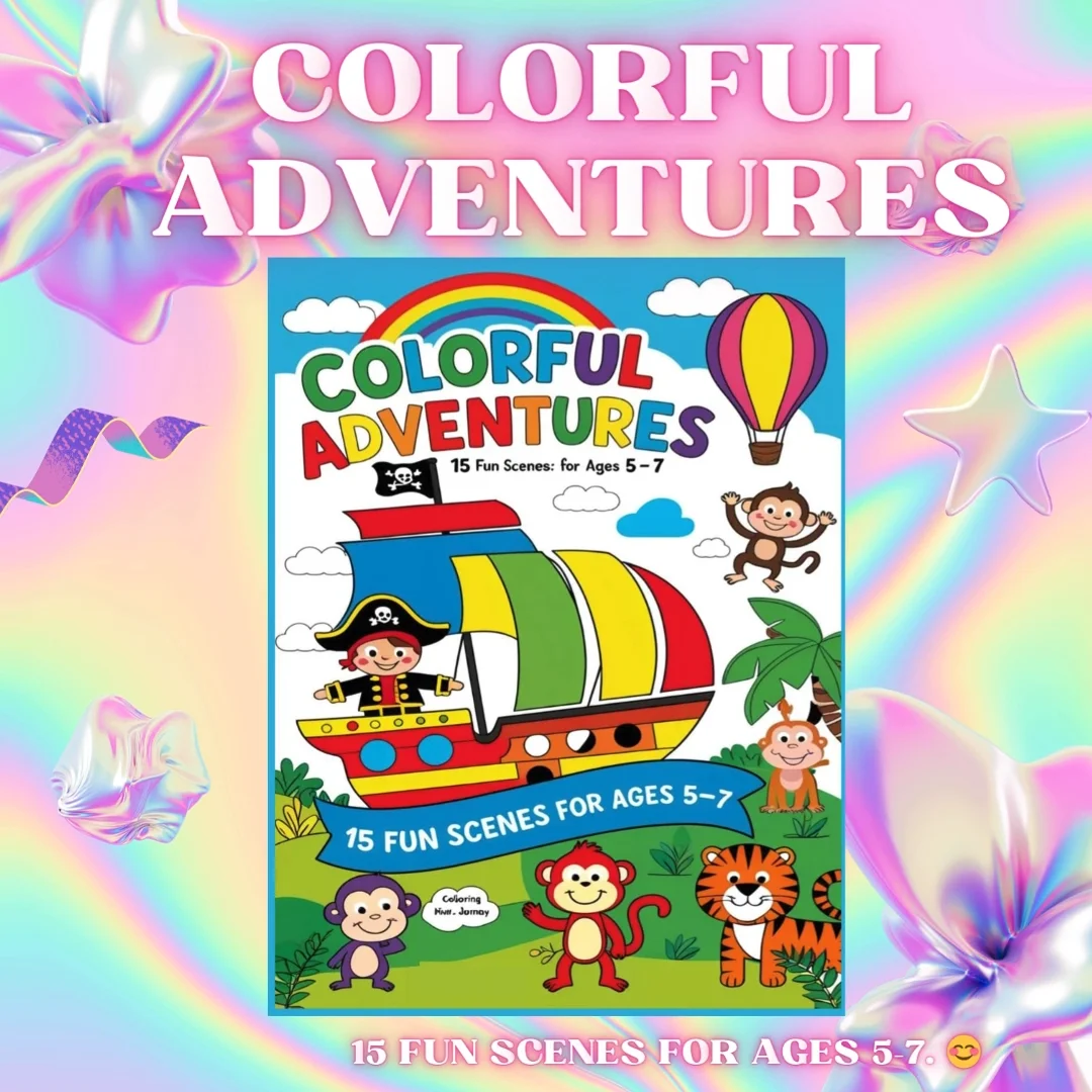 Kids Coloring Book | Colorful Adventures: 15 Fun Scenes for Ages 5–7 ...