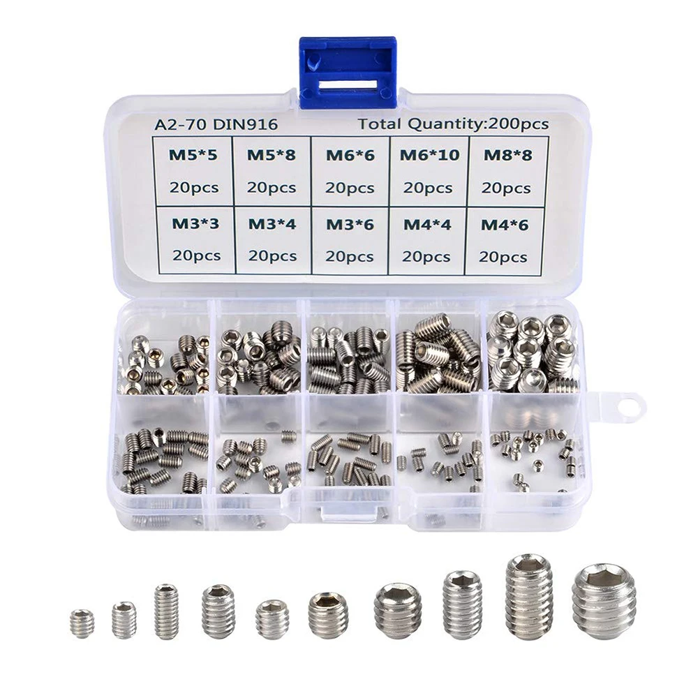 200-Piece-Stainless-Steel-Allen-Key-Screw-Set-Including-10-Sizes-M3-M4 ...