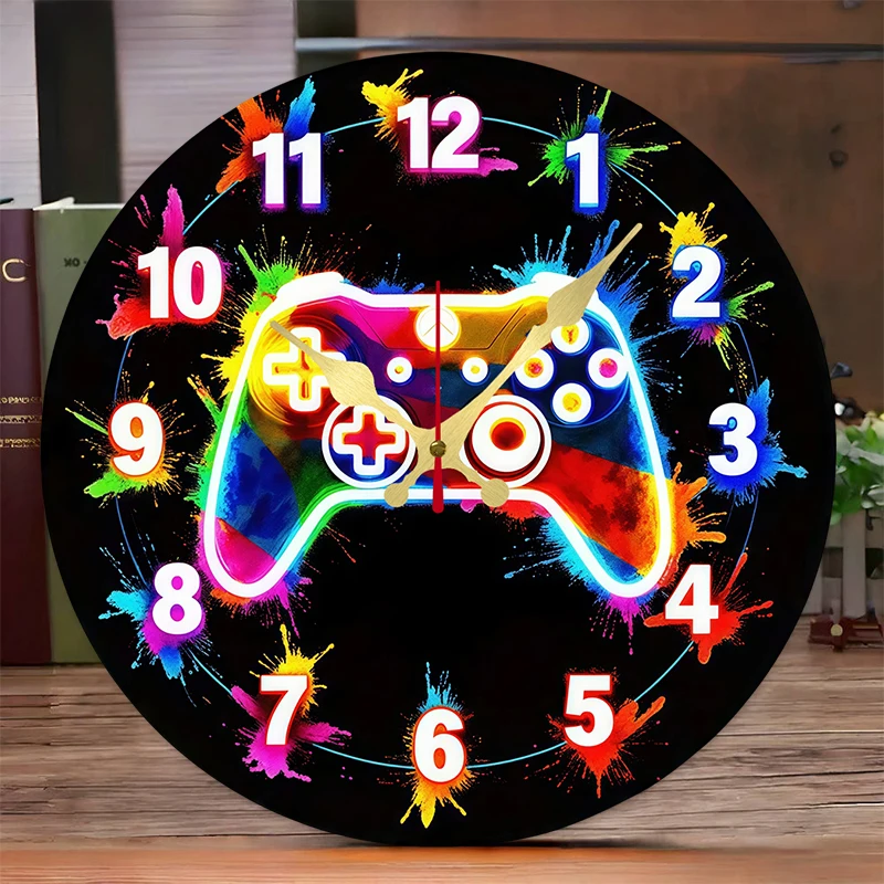 Gaming Controller Wooden Round Silent Hanging Wall Clock, Suitable For ...