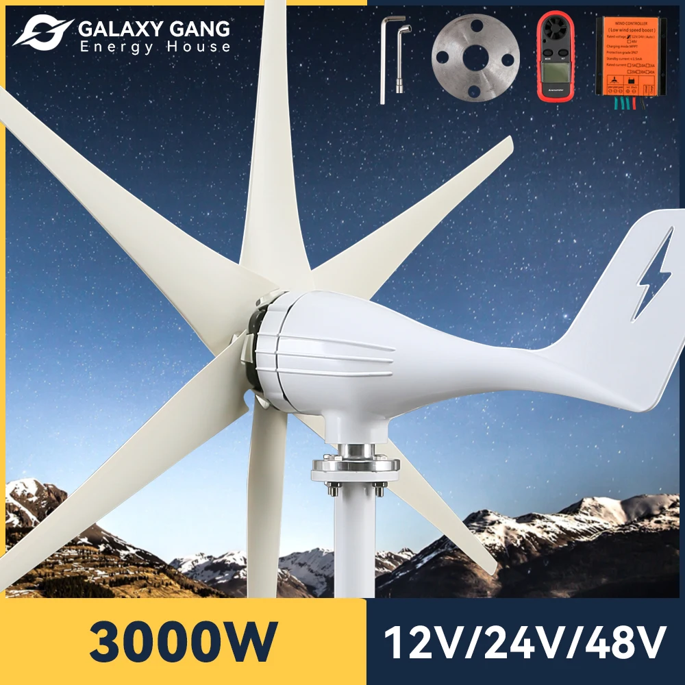 Small Windmill Turbine Electricity Generator Complete Kit 3kw 24v 48v 3 ...