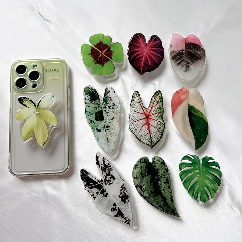 Socket Folding Grip Tok Pretty Leaf Acrylic Phone Holder For iPhone13 ...