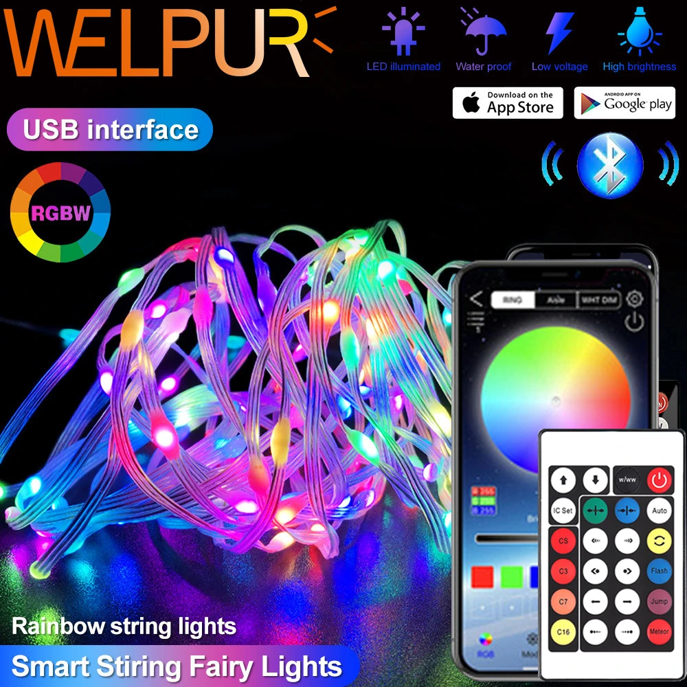 LED String Light Smart Bluetooth App Control Garland Waterproof Outdoor ...