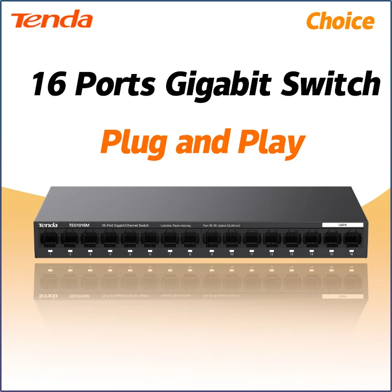 Tenda-16-Port-Gigabit-Switch-1000Mbps-Desktop-PC-Switch-Hub-Network ...