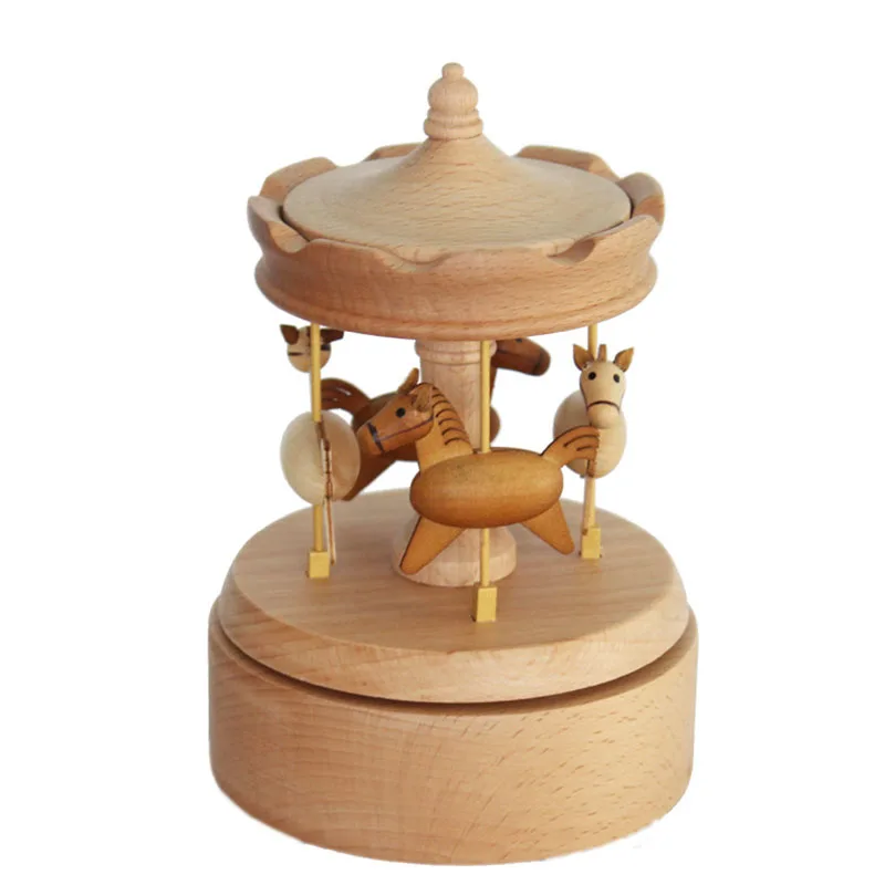 Carousel Music Box Wind Up Cartoon Musical Boxes Retro Birthday Gift ...