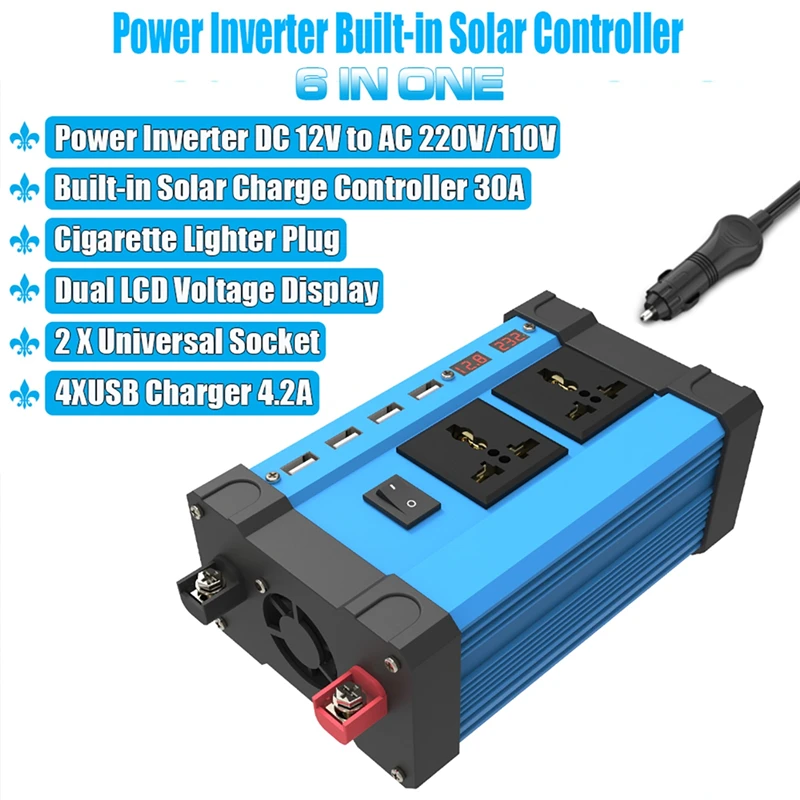 Kit Sistem Panel Surya Inverter Daya Mobil Peak 4000W 12V Hingga 110V ...
