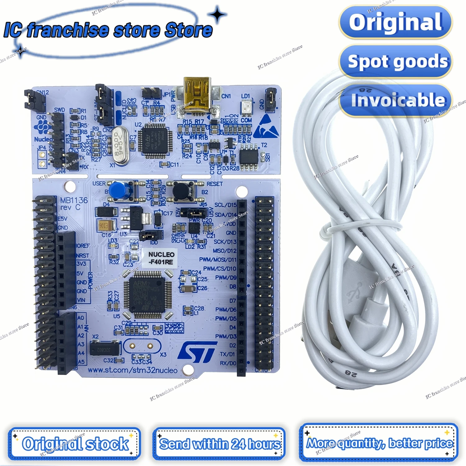 1PCS-LOT-NUCLEO-F401RE-STM32-Nucleo-64-Development-Board-STM32F401RET6 ...