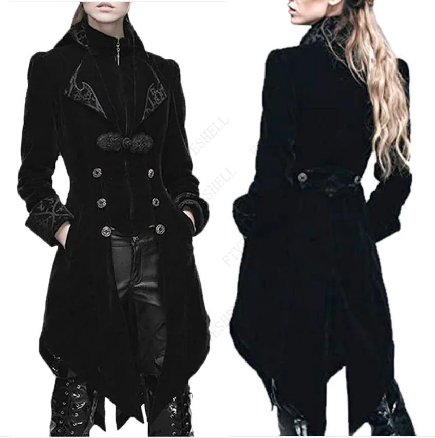 Cosplay-Steampunk-kad-nlar-orta-a-elbise-kost-m-Velet-stand-yaka ...