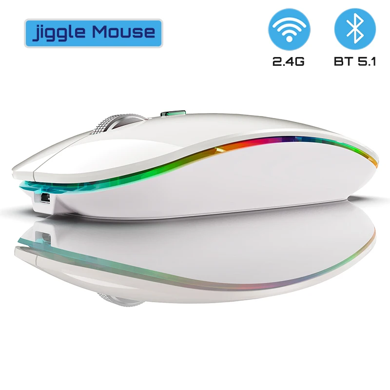 BOW RGB 2.4G+Bluetooth Wireless Mouse Backlight Jiggler Mouse ...
