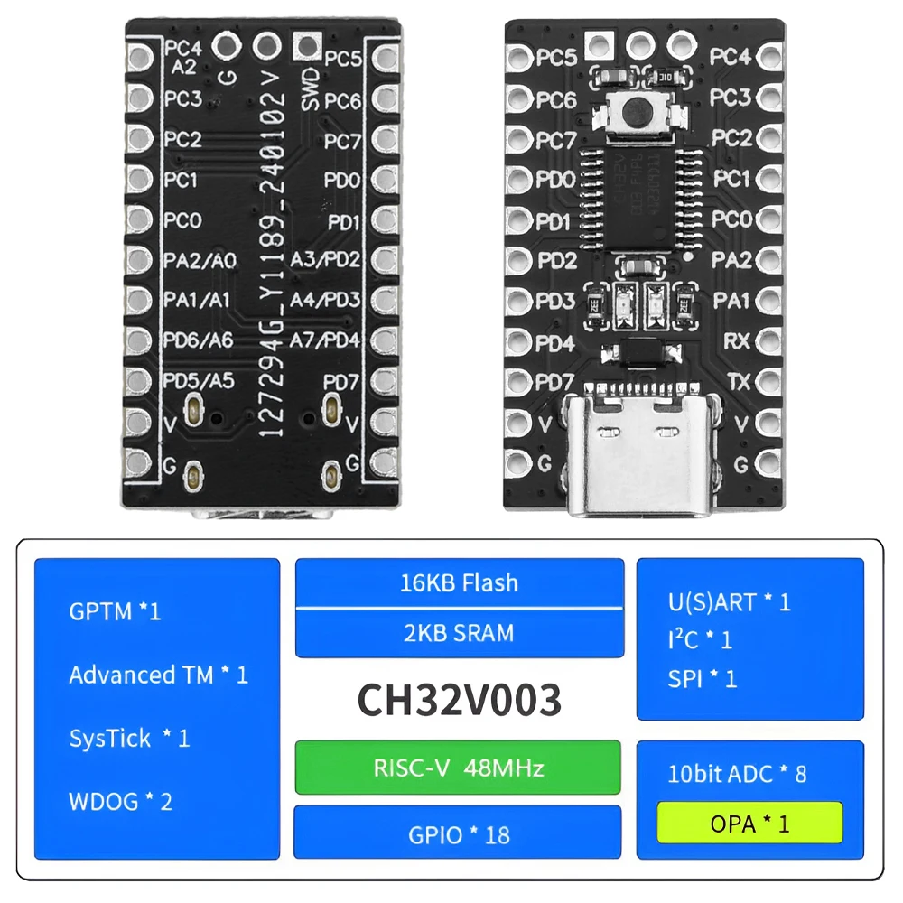 CH32V003F4P6-Core-Board-Development-Board-CH32V003-Microcontroller-Module-RISC-V-Processor-TYPE ...