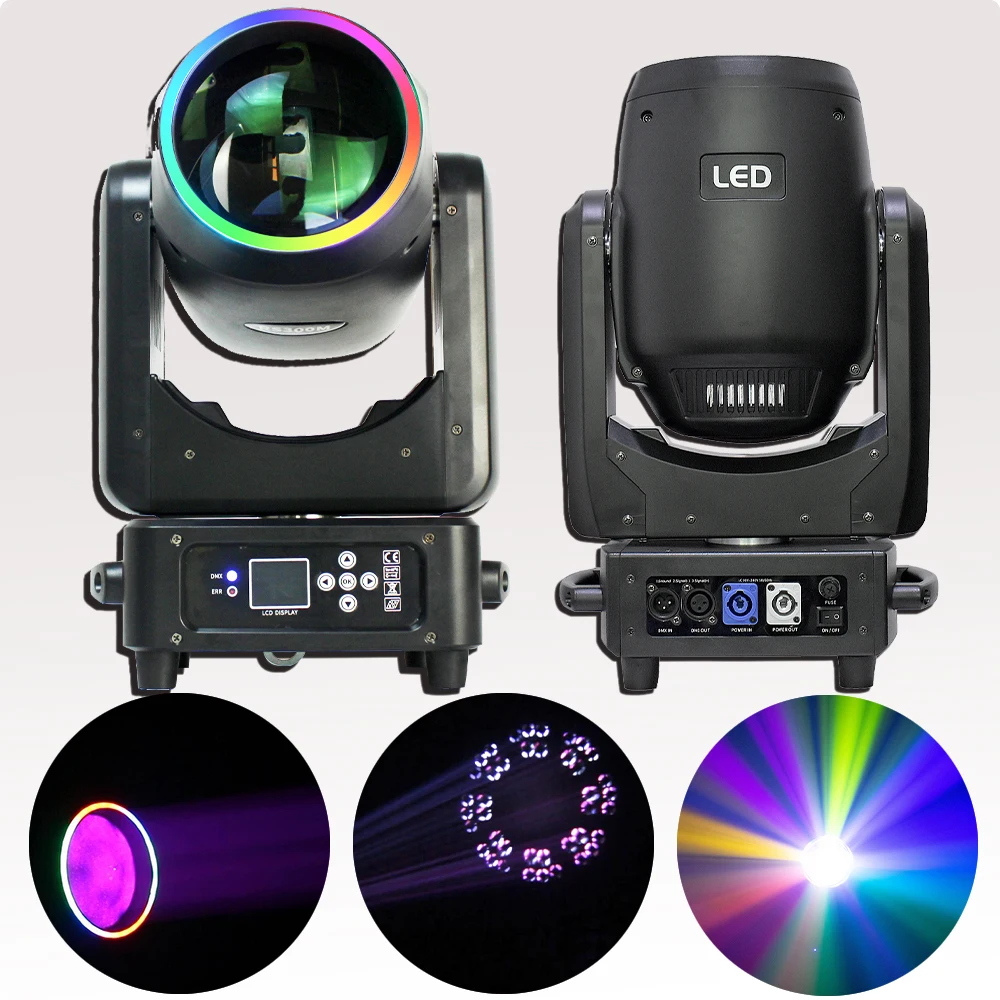 YUER-Beam-LED-300W-Moving-Head-Lighting-24Prism-Frost-Effect-Rainbow ...