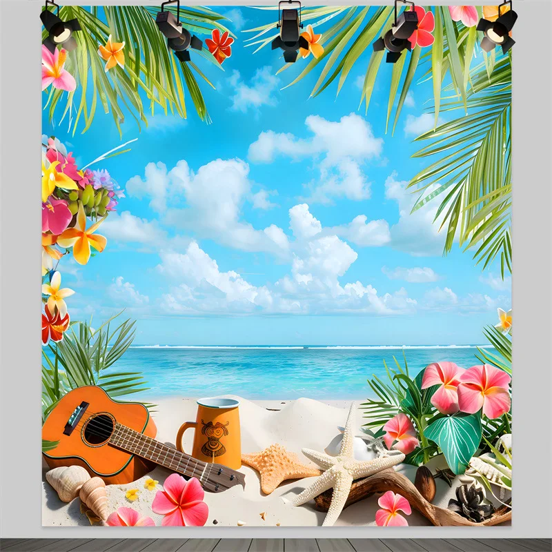 Tropical-Beach-Aloha-Banner-Hawaiian-Photo-Backdrop-Props-Luau-Party ...
