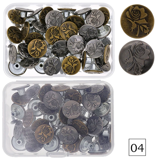 40PCs Screw Bronze Metal Buttons for Clothing Pants Jeans Perfect Fit ...