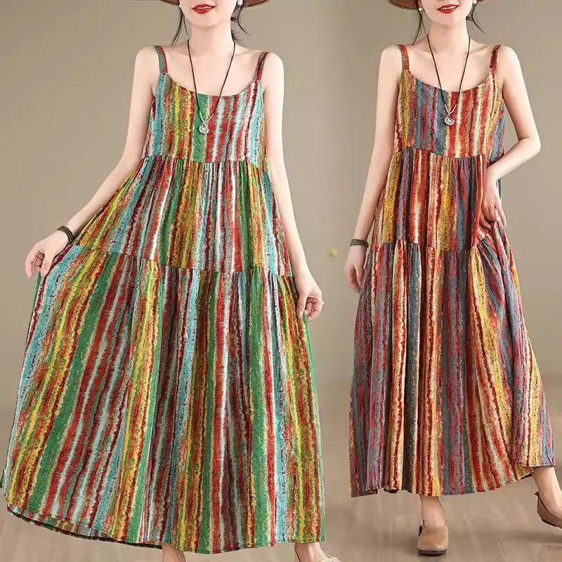 Women-s-Clothing-Spring-And-Summer-Loose-Fitting-Dress-With-Suspender ...