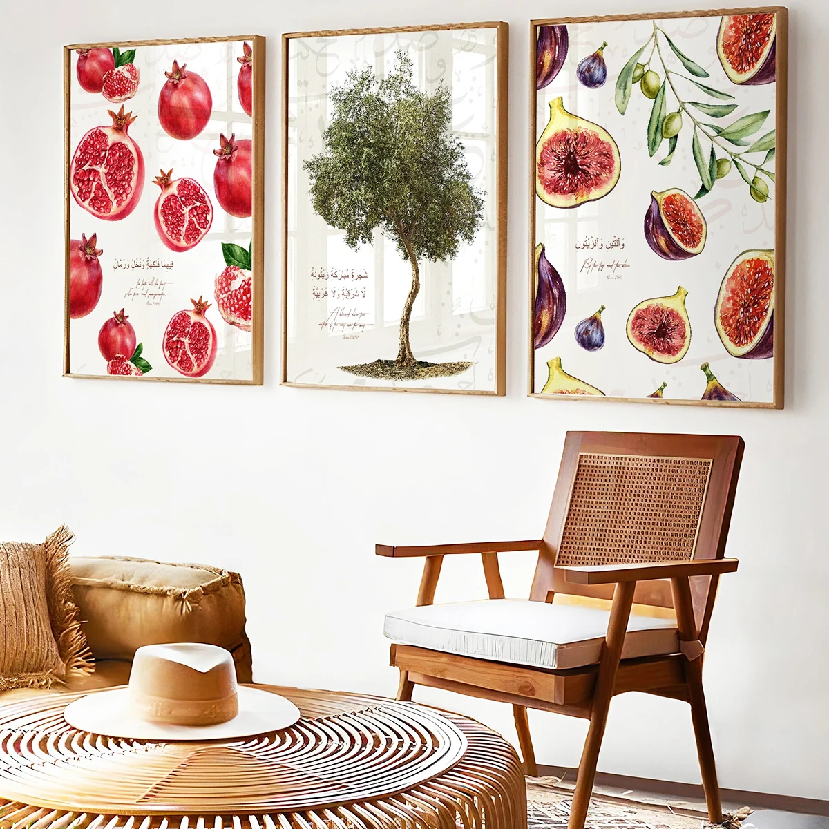 3pcs/set Islamic Quran Fig Olive Tree Pomegranate Wall Art Print Poster ...