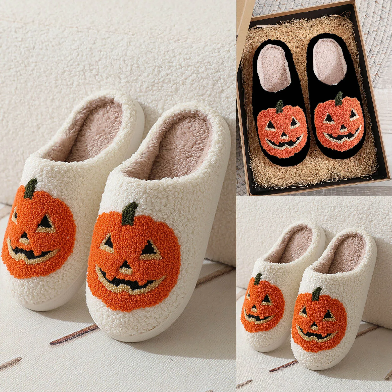 Halloween-Slippers-For-Women-Men-Spooky-Slides-Soft-Plush-Fuzzy ...