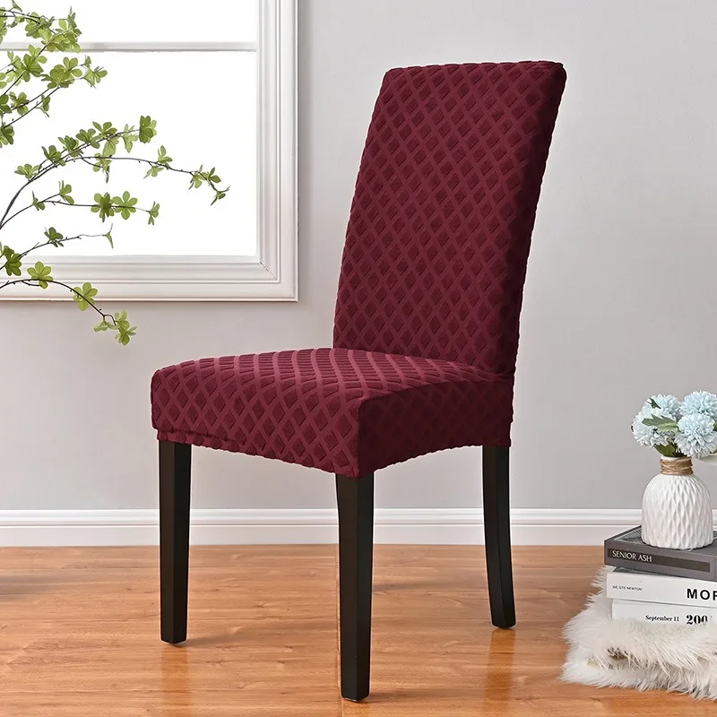 1PC solid color jacquard diamond elastic chair cover, suitable for ...