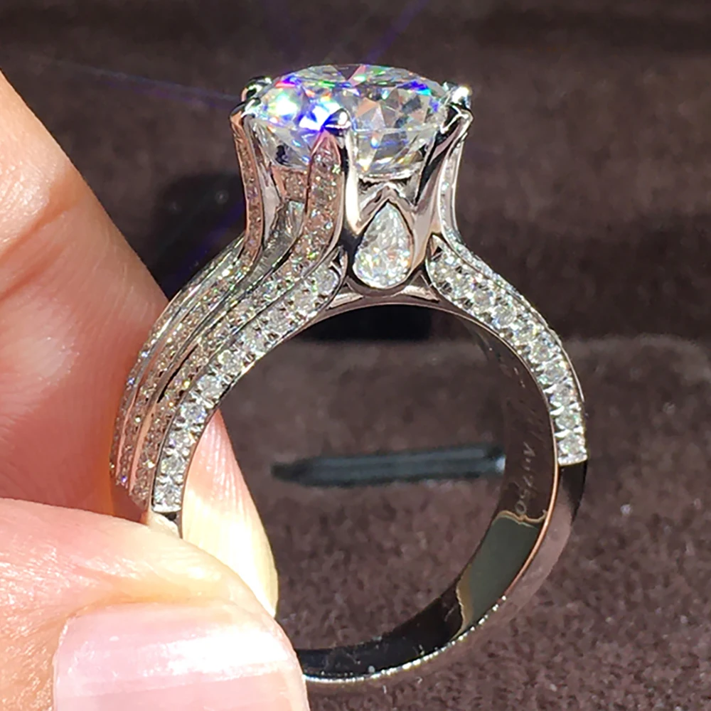 Real-18K-Solid-Gold-Women-Wedding-Anniversary-Engagement-Party-Ring-3 ...