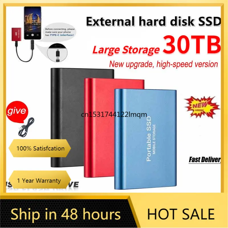 High-Speed Mobile External Hard Disk For Laptop Desktop Computer Interface USB3.1/Type-C Memory ...