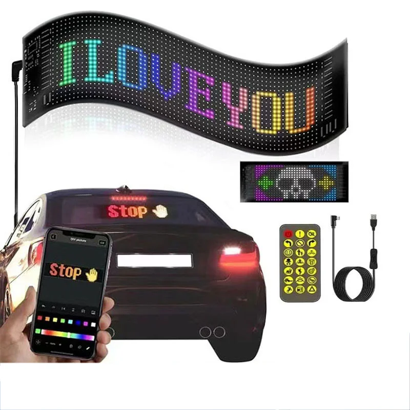 Car LED Sign Bluetooth Smart APP IP65 LED Pixel Panel Night Light DIY ...