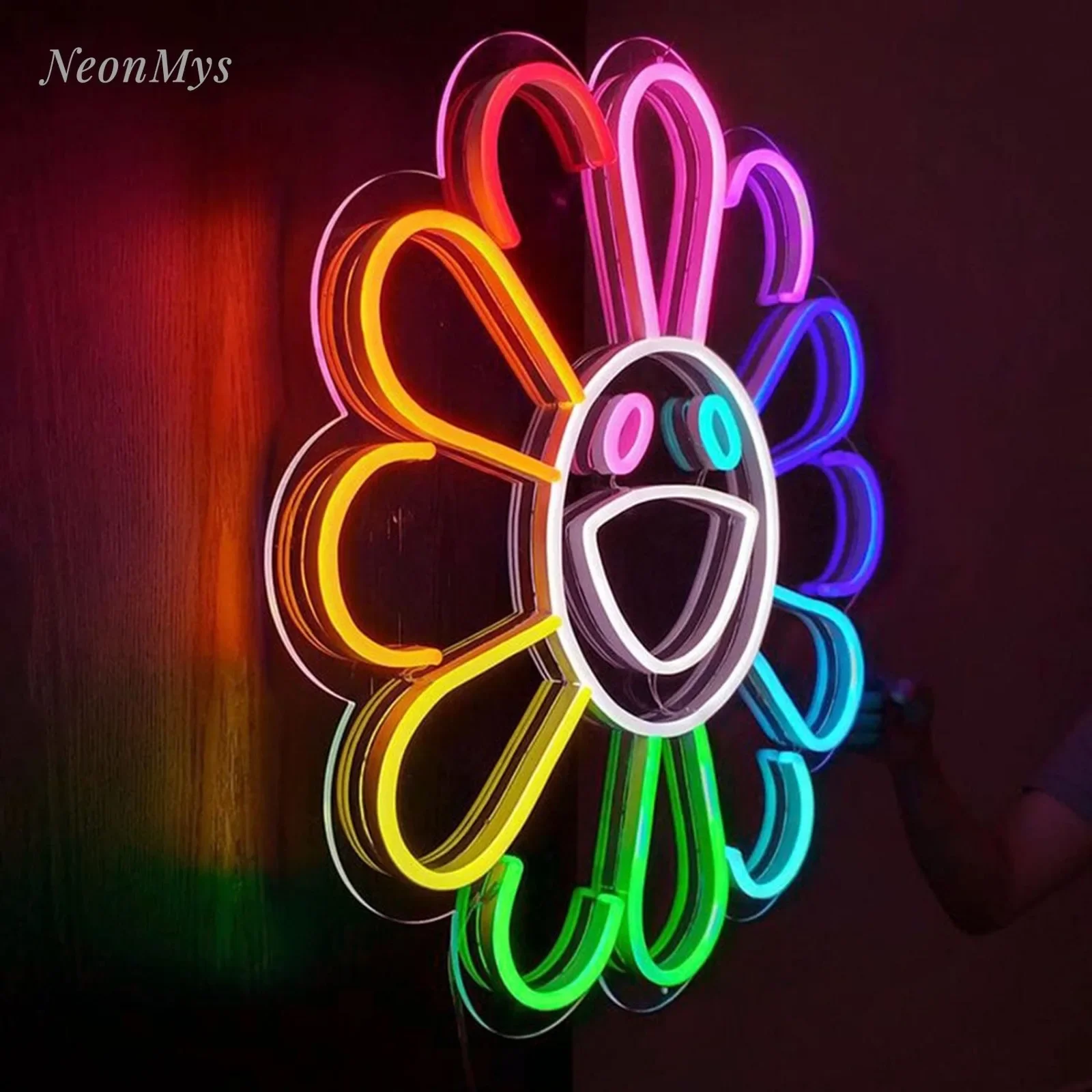 20-Inch-Neon-Light-Sun-Flower-Smile-Face-Sign-Colorful-LED-Night-Lights ...