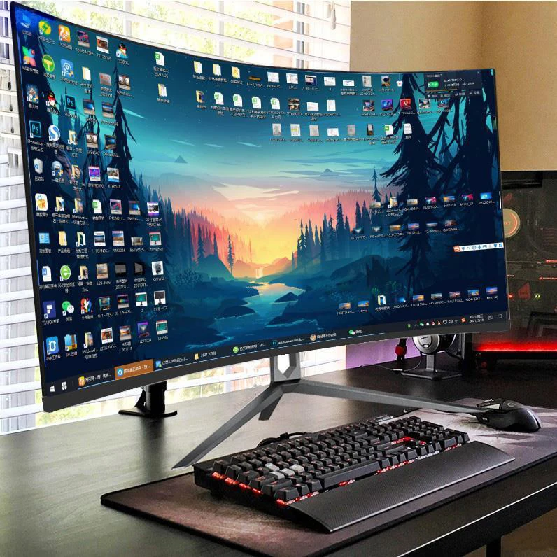 Curved-Flat-Screen-Gaming-Monitor-144Hz-Desktop-LED-Monitor-24-Inch-1K ...
