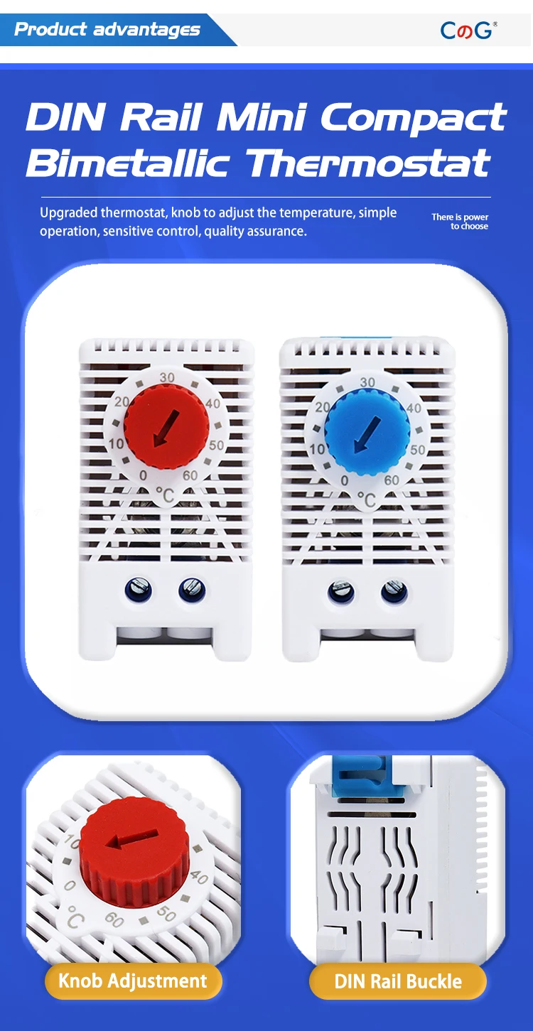 CG KTO011 KTS011 NC/NO Cabinet Temperature Controller 0-60℃ DIN Rail ...
