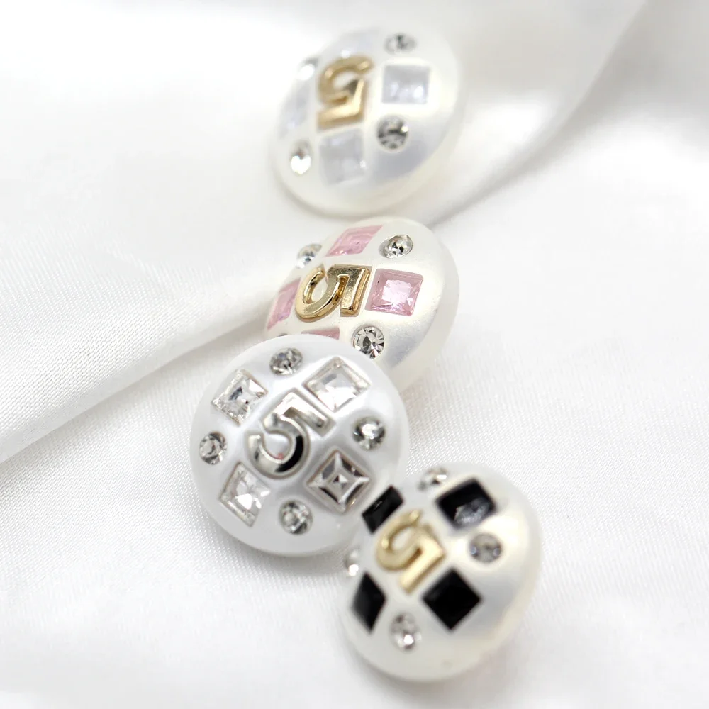 HENGC-Round-Colorful-Number-5-Metal-Buttons-With-Rhinestone-For ...