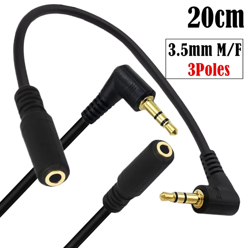 Short-Right-Angle-Stereo-TRS-3-5mm-Male-to-Female-Audio-Extension-cable ...