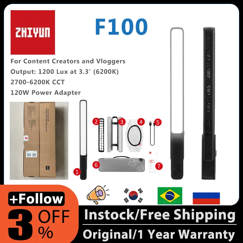 ZHIYUN Official FIVERAY F100 100W Led Lights Handheld RGB Light Video ...