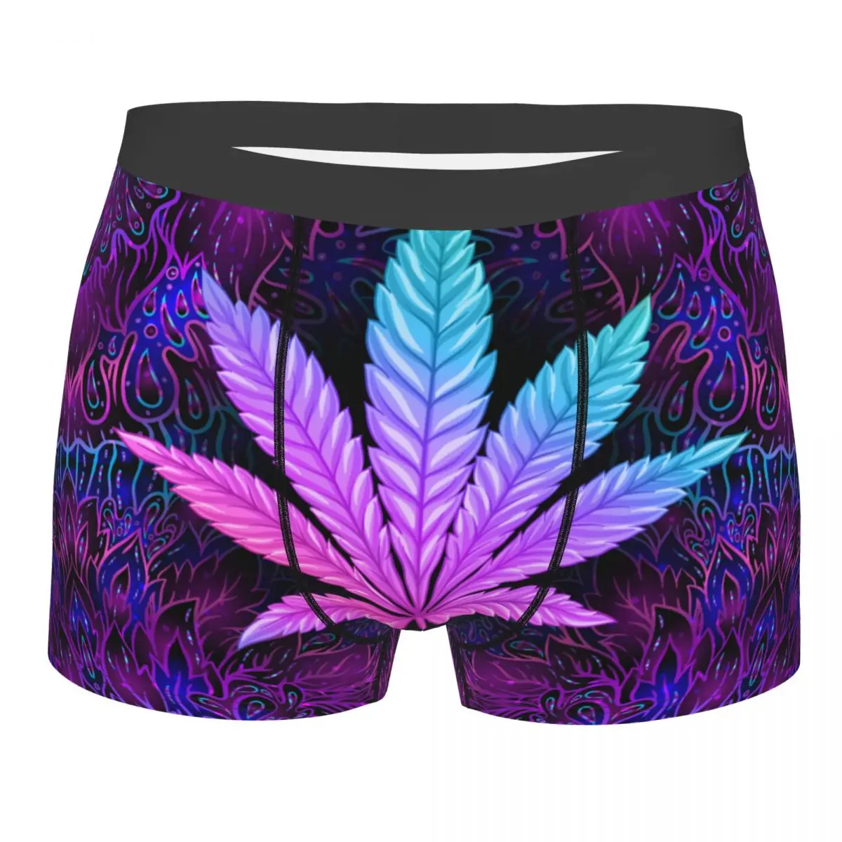 Men-s-Boxer-Shorts-Panties-Neon-Cannabis-Leaves-Polyester-Underwear ...