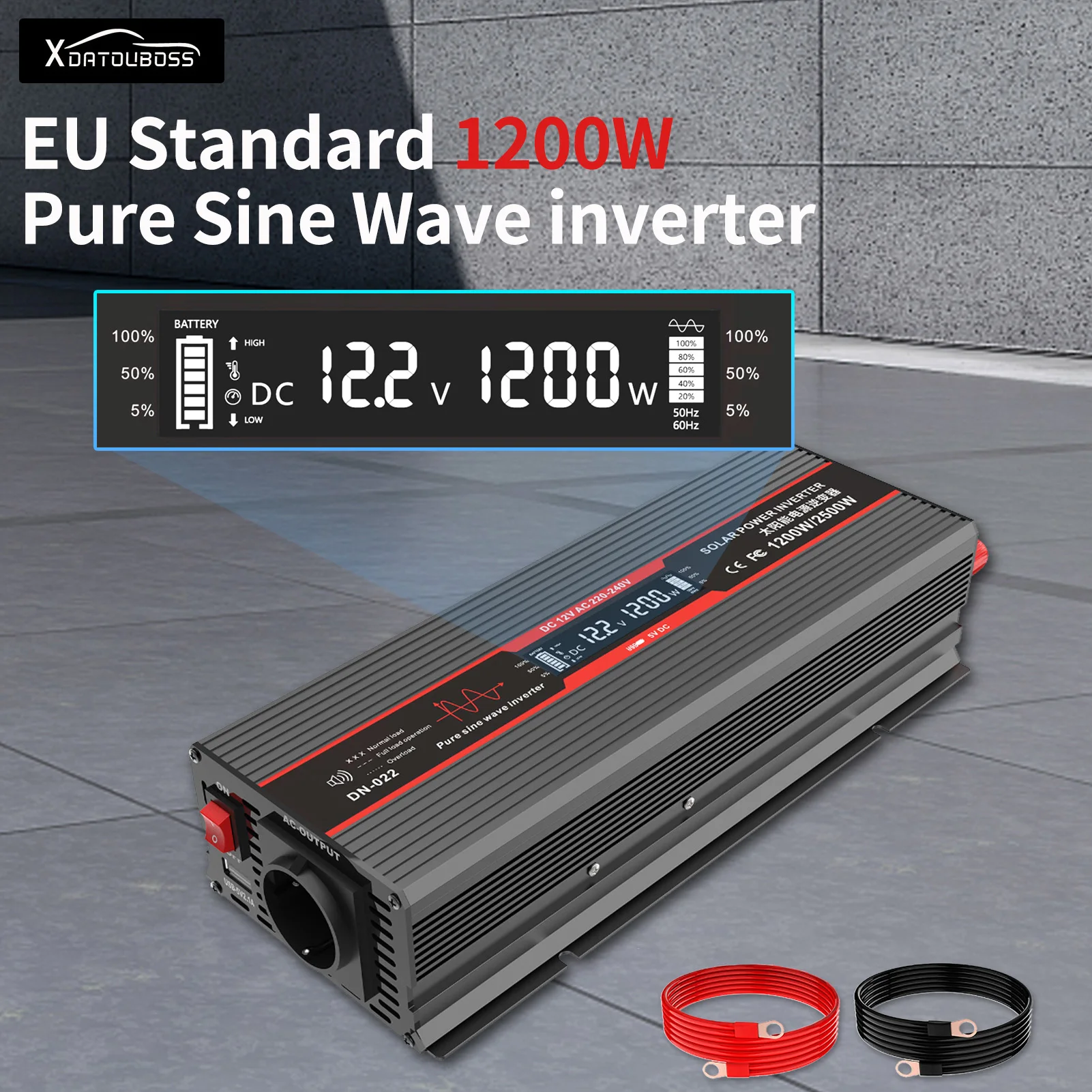 DATOUBOSS-Inverter-Pure-Sine-12v-220v-Continuous-1200W-Peak-2500W-LCD ...