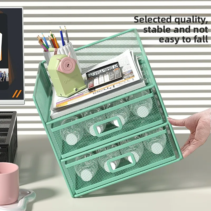 Desktop File Organizer for Office - Metal Bookends, Multi-layer File ...
