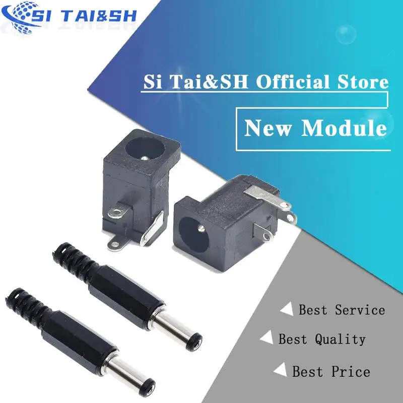 Conector de toma de corriente CC negra, 10 DC 005, DC005, 5,5x2,1mm, 2 ...