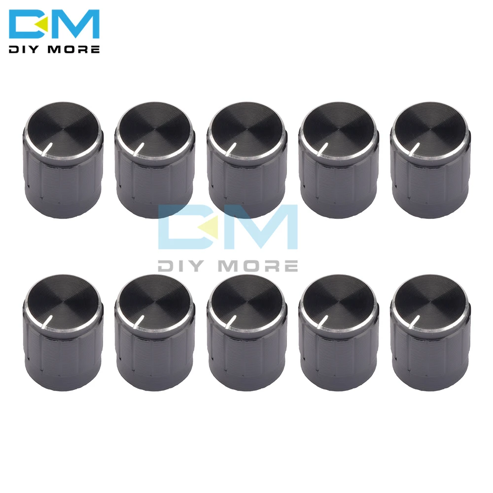 10pcs 6mm Black Metal Volume Control Rotary Knobs For Knurled Shaft ...