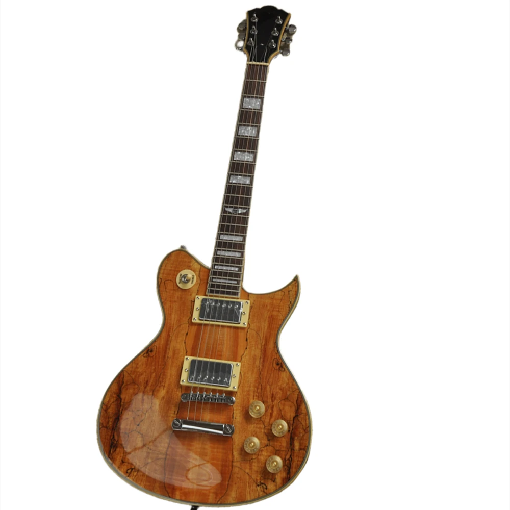 Factory-Original-Wood-Color-Electric-Guitar-with-White-Pearl-Inlays ...