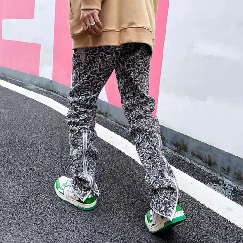 2023 Y2K Streetwear Snake Graphic Baggy Zipper Ripped Jeans Pants For ...