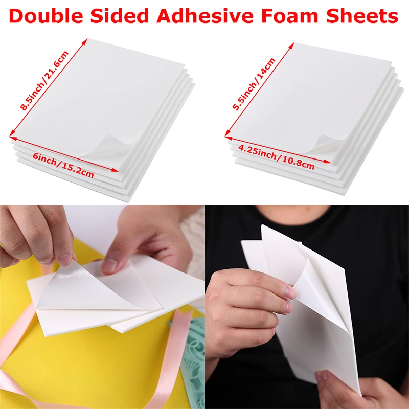 5 sheets/set Double Sided Adhesive Foam Sheets Fastener Tape Strong ...